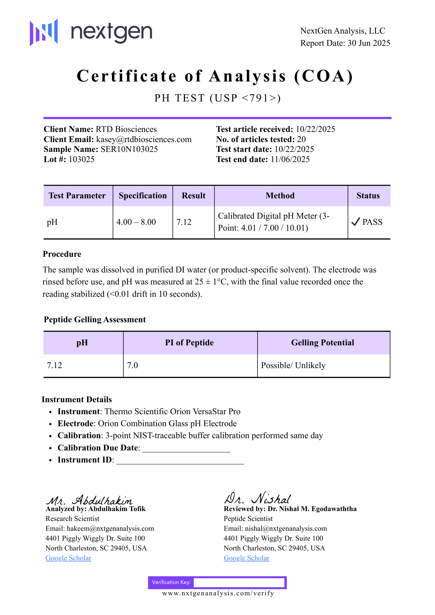 pH Test (USP ) – NxtGen Analysis